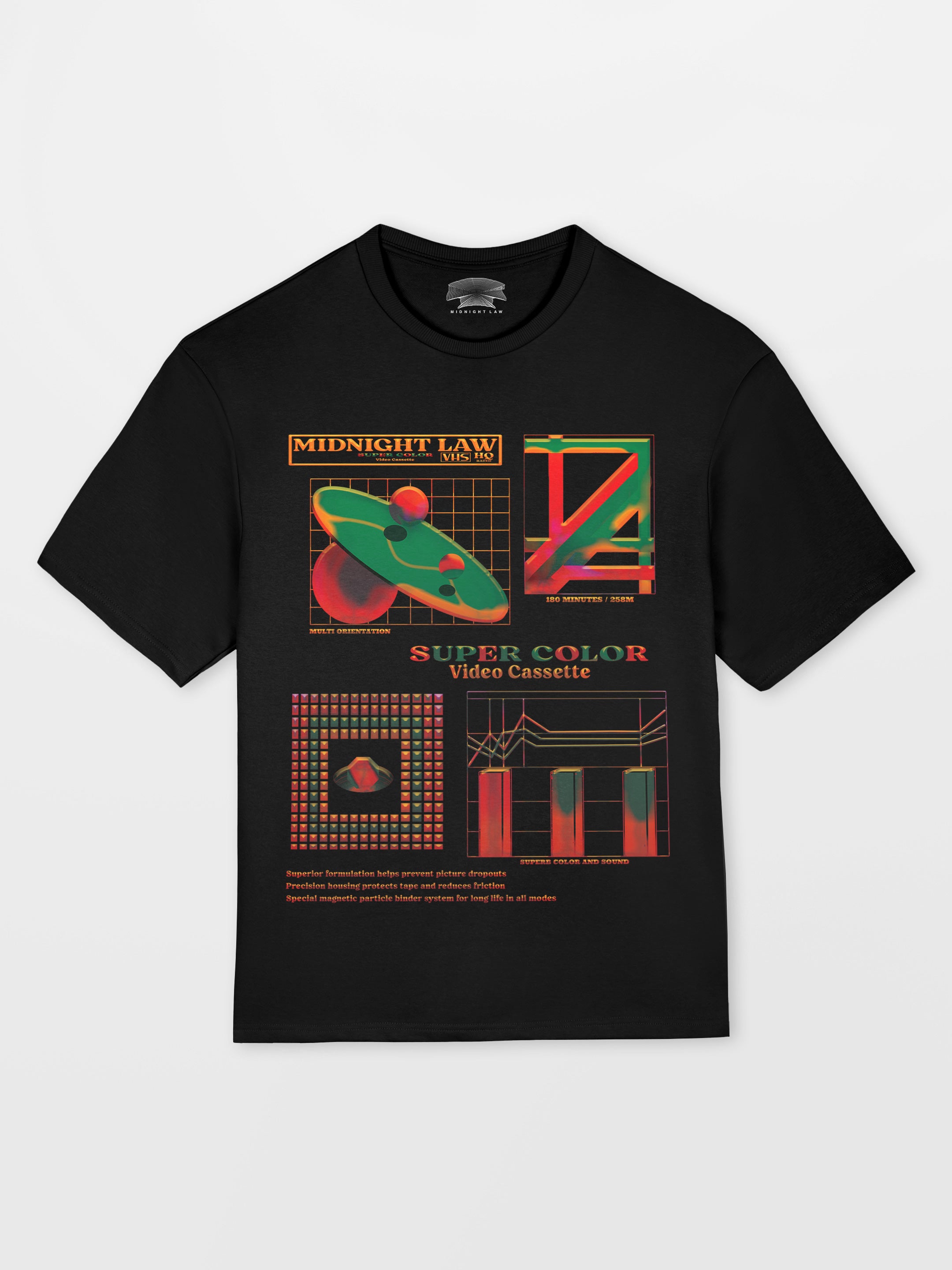 80s VHS Heavyweight Oversized T-Shirt [Unisex] - 280 GSM Midnight LAW - Midnight LAW India