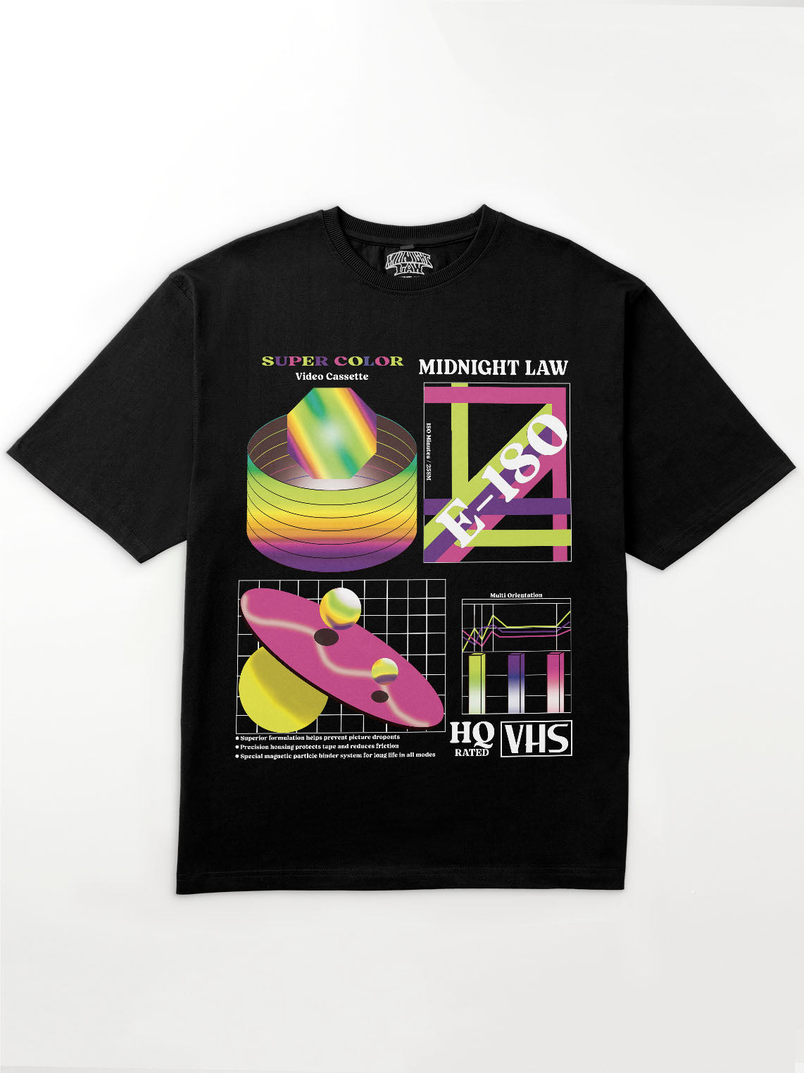 80s VHS Oversized T-Shirt - Midnight LAW India