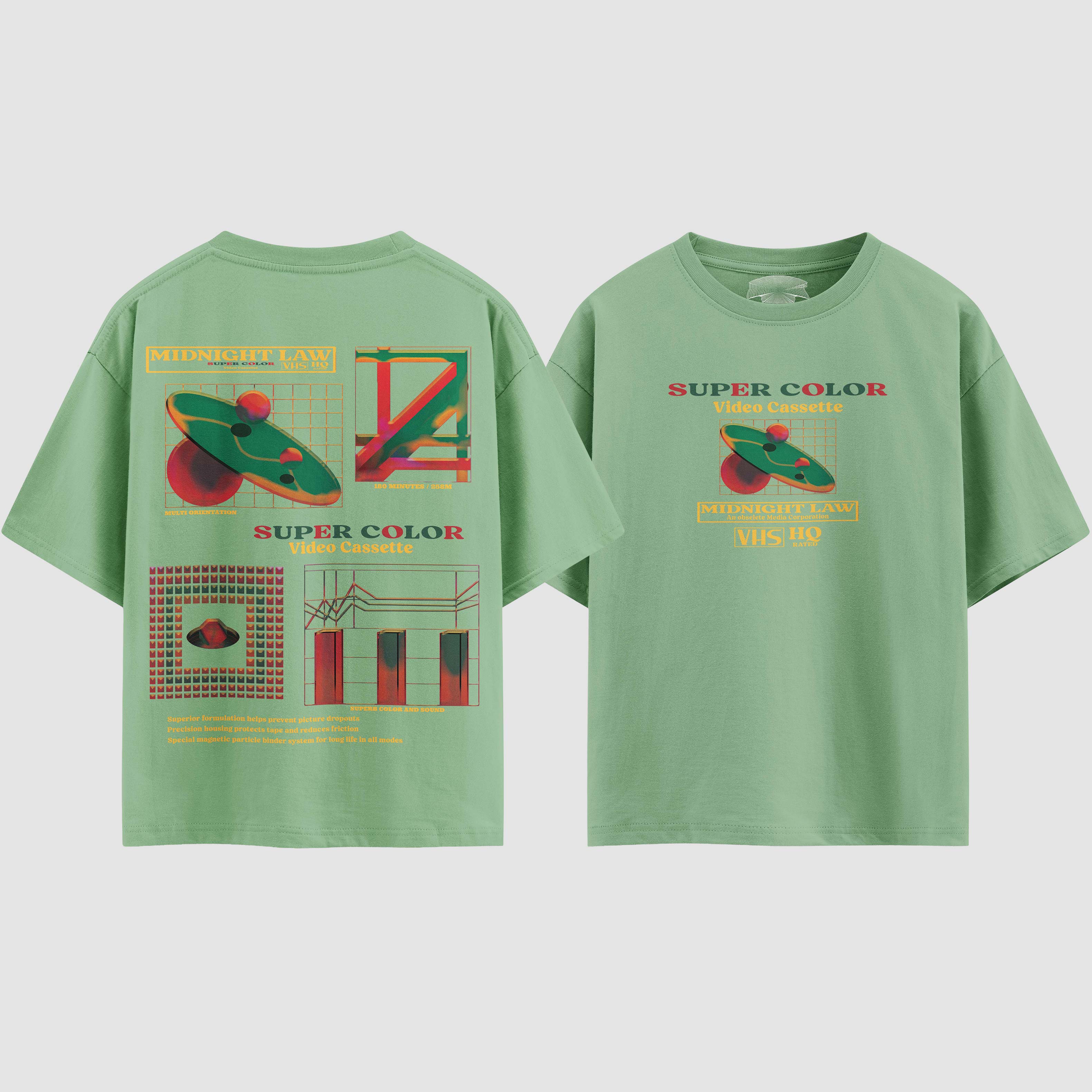 80s VHS Heavyweight Oversized T-Shirt [Unisex] - 280 GSM Midnight LAW - Midnight LAW India