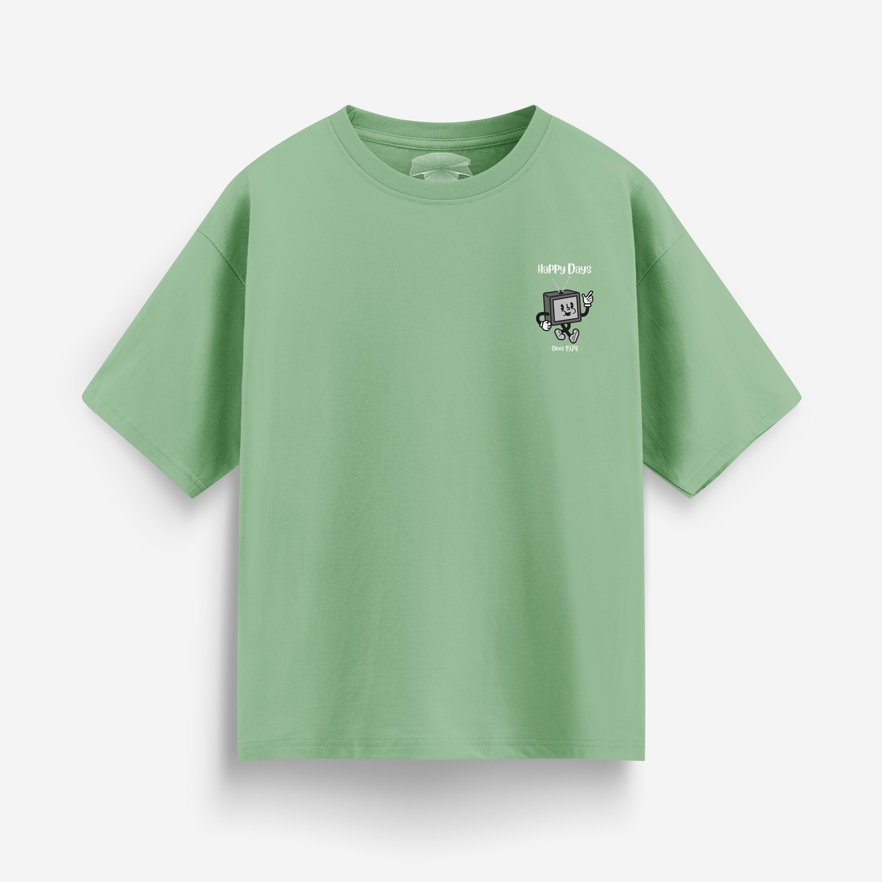 Happy Days Heavyweight Oversized T-Shirt [Unisex] - 280 GSM Midnight - Midnight LAW India