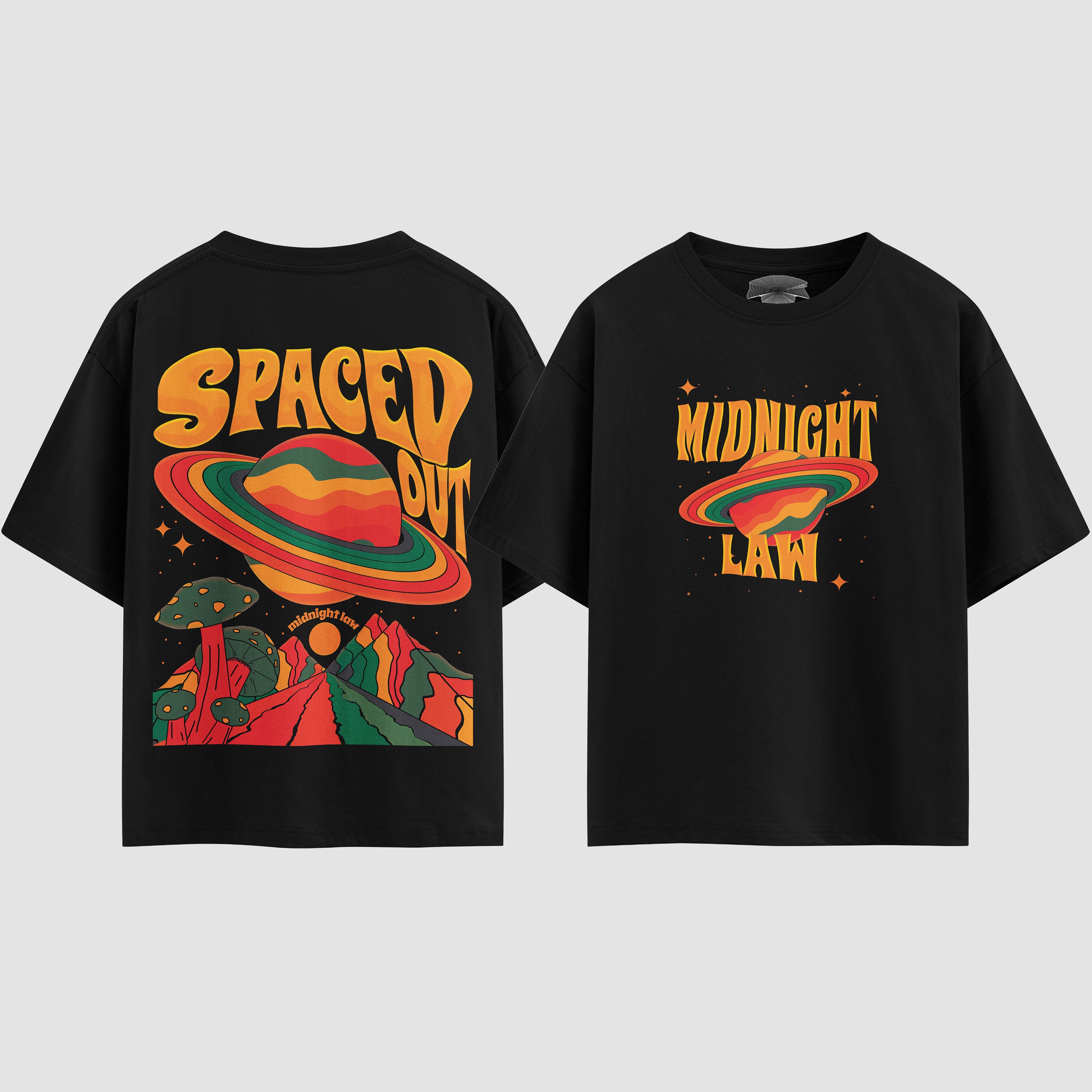 Spaced Out Heavyweight Oversized T-Shirt [Unisex] - 280 GSM Midnight - Midnight LAW India